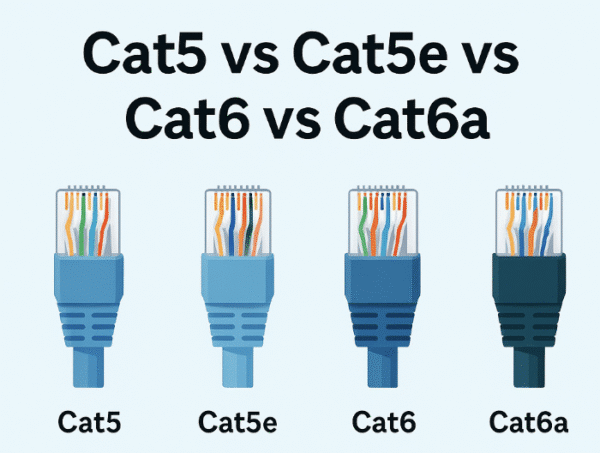 Cat5 vs Cat5e vs Cat6 vs Cat6a: Ethernet Cable Comparison 2025