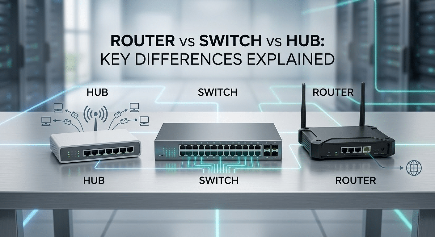 Difference Between Router, Switch, and Hub in Networking